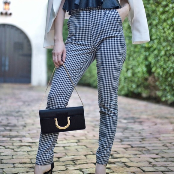 Zara | Pants & Jumpsuits | Zara White And Navy Blue Checkered Pants ...